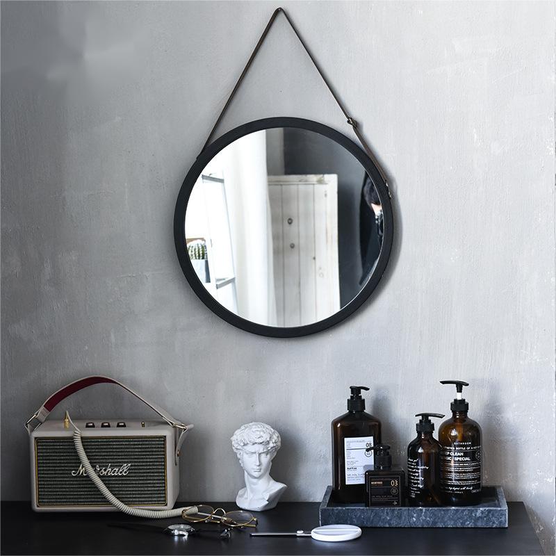 Leather Strap Wall Hanging Mirror Round With Rope Hanging - Sellers ...