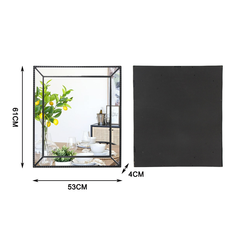 Black Rectangle Plastic Framed Wall Mirror For Self-adhesion - Sellers ...